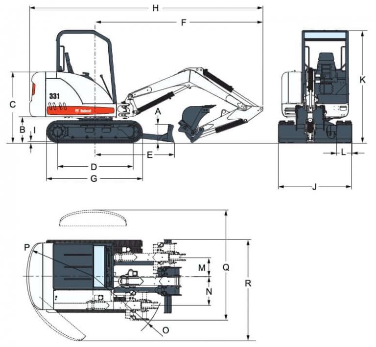 Bobcat 331 / 331E Mini Excavator Specs, Horsepower, Weight & Dimensions ...