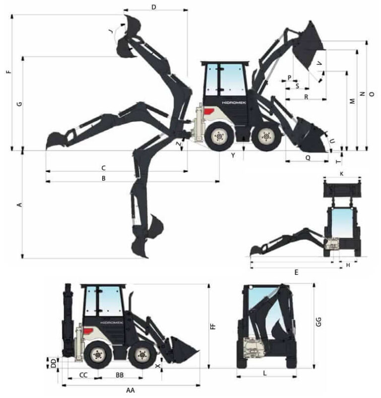 Hidromek HMK 62 SS Mini Backhoe Loader Specs, Weight & Dimensions ...