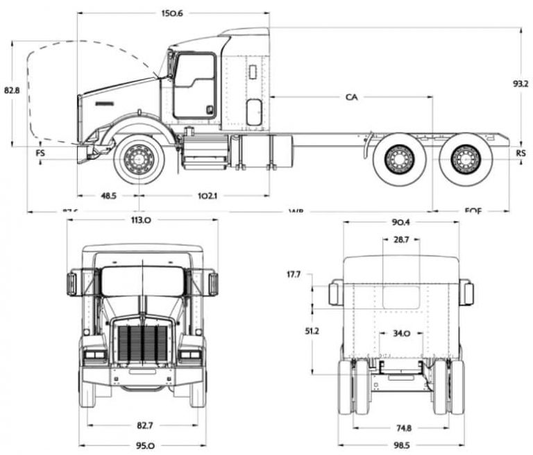 Kenworth T800 6x4 Sleeper Truck Tractor Specs, Weight & Dimensions ...