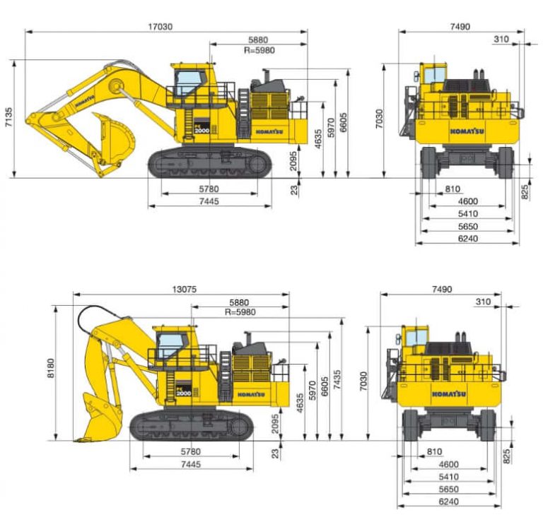 Komatsu PC2000-8 Mining Excavator Specs, Weight & Dimensions - CodeReady