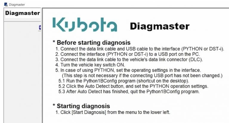 Kubota Diagmaster Diagnostic Software Tool Kit | CodeReady